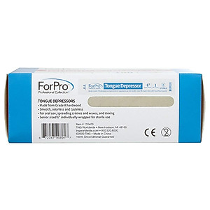 ForPro Professional Collection Senior Tongue Depressors, Large Wax Applicator Sticks, 6" Sized, Sterile, Individually Wrapped, 100 Count, Pack of 6