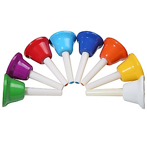 8 Note Hand bells, Colorful Handbells Musical Instrument for Kids Adults School Church Wedding
