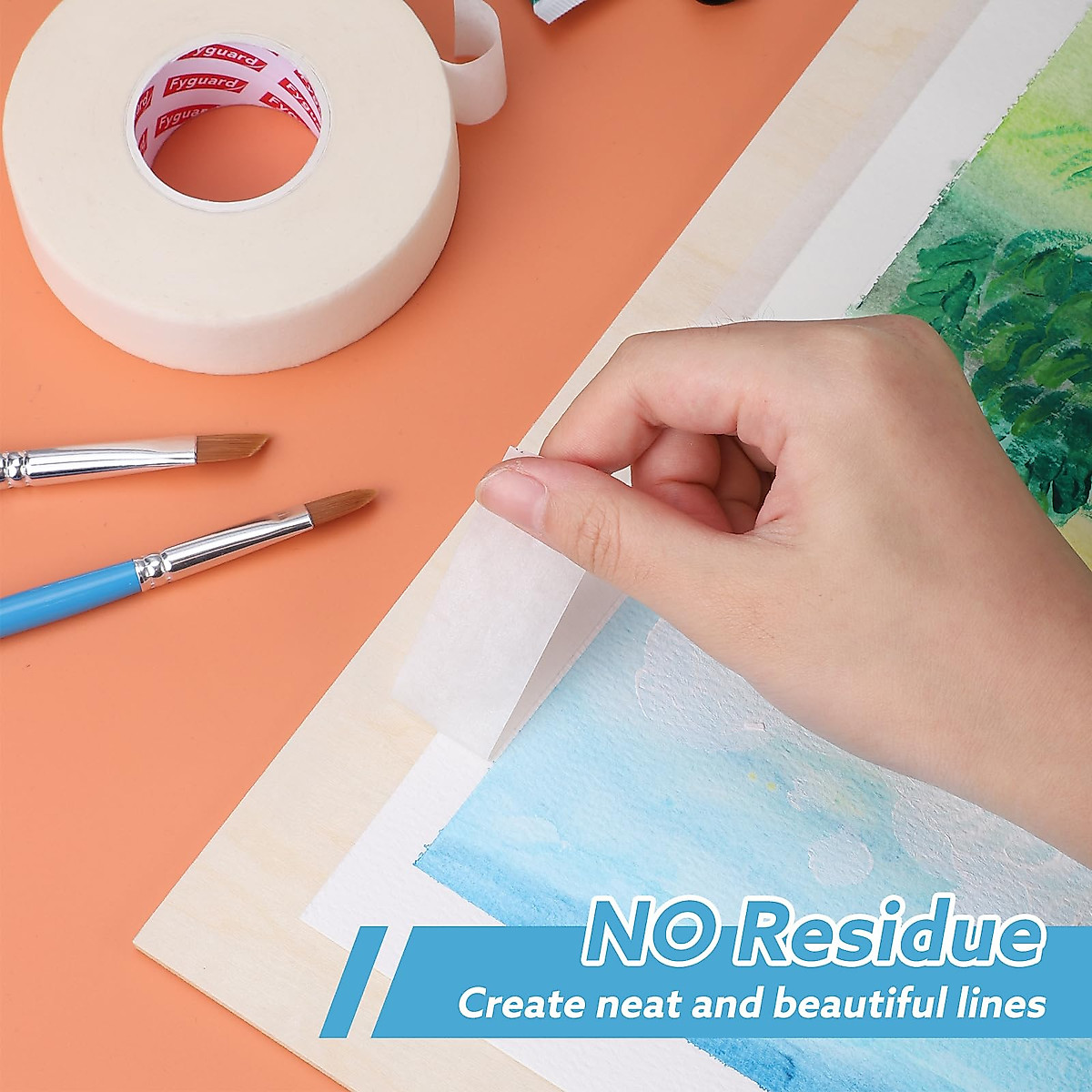 Fyguard 3 Pack Beige White Masking Tape 1 Inch Wide Masking Tape Bulk, Multi-Surface Masking Tape for Labeling Sealing Art Crafts, Home Use(165 Total Yards)