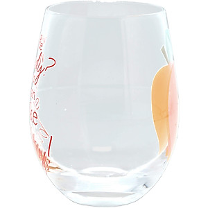 Pavilion Gift Company Why Be Moody When You Can Shake Your Booty Booty-18oz Peach Patterned Stemless Wine Glass, 18 oz, Orange