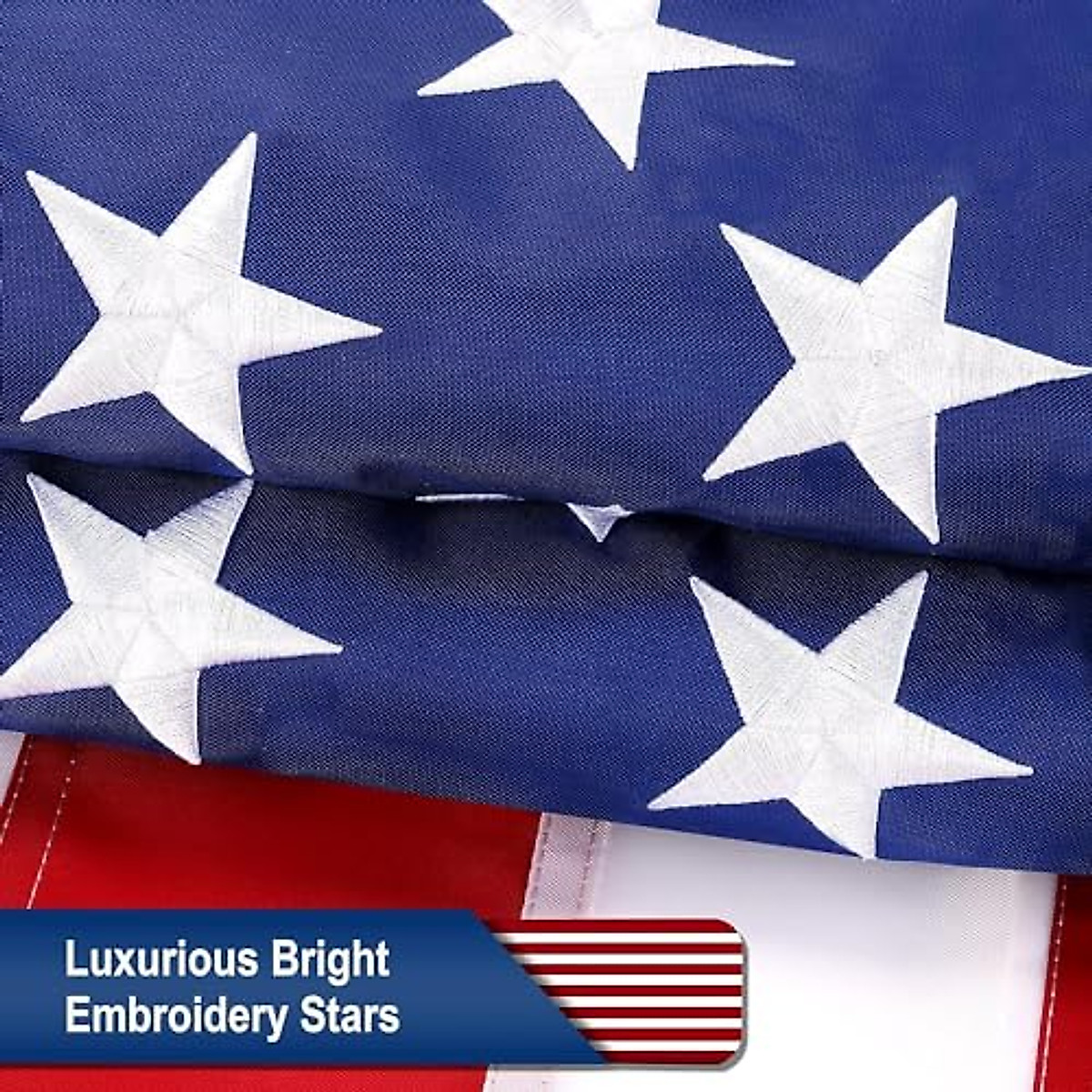 Oakville Furniture OF-72AF04 Outdoor American US Flag with Embroidered Stars, Sewn Stripes & Brass Grommets, 6X10 FT, Blue