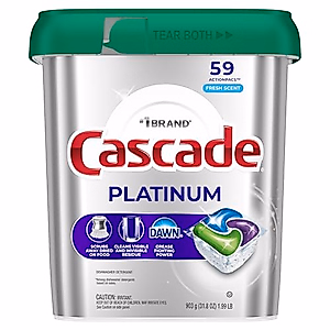 Cascade Platinum Dishwasher Pods, Dishwasher Detergent, Dish Detergent Soap, Fresh, 59 Count
