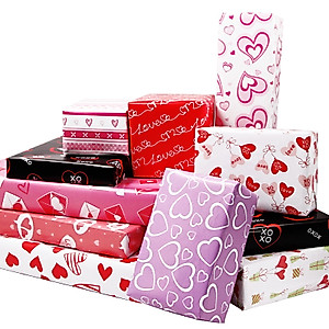 FANCY LAND 10 Sheets Valentine Wrapping Paper Sheets Wedding Valentines Day Gift Wrap Folded Large Sheets 20 X 28 Gift Decoration