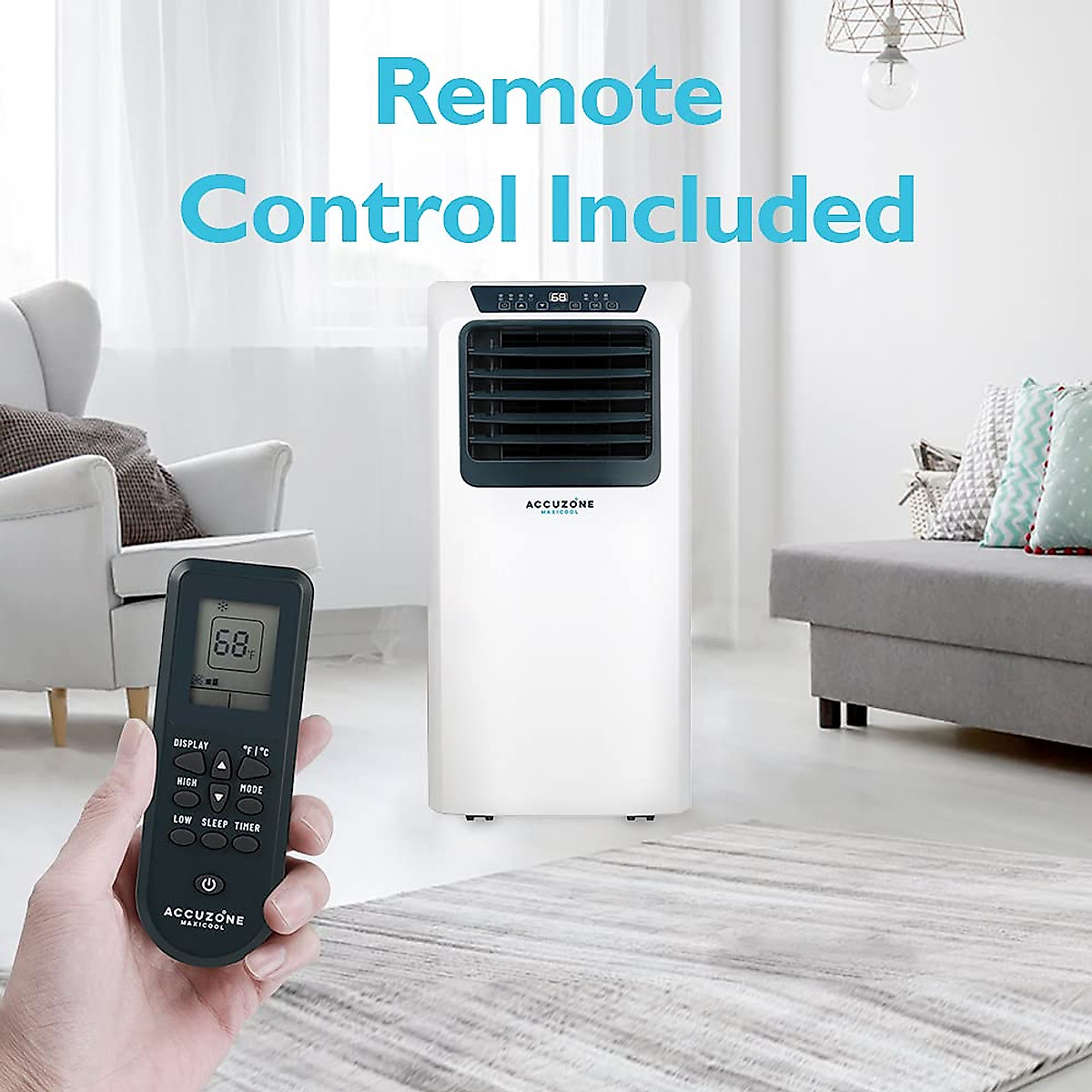 ACCUZONE Maxicool 11,000 BTU (SACC 6,000 BTU) Portable Air Conditioner 3-in-1 AC Portable, Dehumidifier, Fan for Rooms up to 350Sq ft.