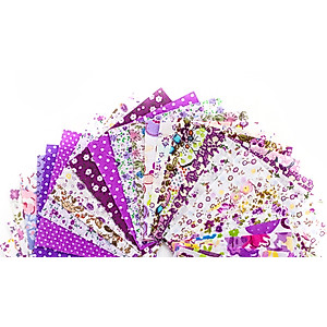 RayLineDo 50pcs 1010cm Different Pattern Patchwork Fabric Craft Printed Cotton Material Mixed Squares Bundle Quilting Scrapbooking Sewing Artcraft DIY Fabric Purple Series