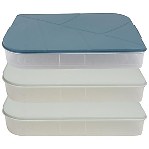 DECHOUS 3 Layer Food Storage Containers, Dumpling Box, Refrigerator Stackable Vegetable Organizer with Lid, Clear Food Crisper Keep Food Fresh Dumpling Containers Bin