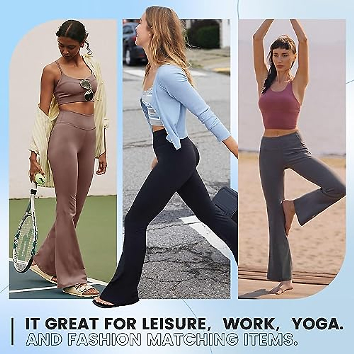 Syrinx Flare Leggings for Women -Buttery Soft High Waisted Bootcut Yoga Pants with Tummy Control and Wide Leg for Workout