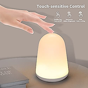 BAXIA TECHNOLOGY Night Light for Kids Room Touch Lamp for Bedroom,Rechargeable Kids Night Light Bedside Lamp with 7 Colors Changing & Dimming