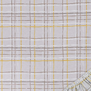 Country Plaid Deluxe Flannel Fitted Crib Sheet-Plaid Print Cotton Flannel, Grays, Brown, White, Mustard Yellow, Fully Elasticized, 10 in Deep Pockets, Fits Standard Crib Mattress 28 in x 52 in