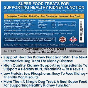 Kidney Restore Bacon Dog Treats 8oz for Canine Kidneys Low Protein Dog Treats for Kidney Support for Dogs. Renal Treats for Any Kidney Dog Diet
