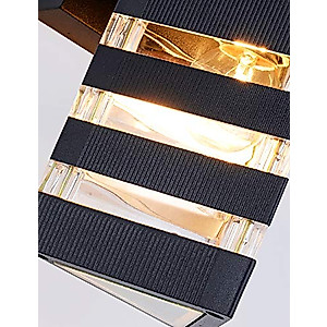 Outdoor Wall Light with Dusk to Dawn Sensor Photocell Waterproof Aluminum Housing with Acrylic, Up and Down Porch Light Modern Exterior Light Fixture for Front Porch, Patio, Garage, Black