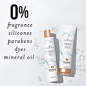 Pantene Shampoo and Conditioner Set Pure Clean & Clarify plus Hair Mask Rescue Shot Treatment, Silicone Free, Nutrient Blends, transparent