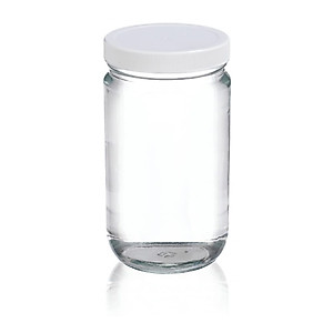 Wheaton W216904 Clear Glass 4oz Straight Sided Jar, with 58-400 White Polypropylene Poly-Vinyl Lined Screw Cap (Case of 24)