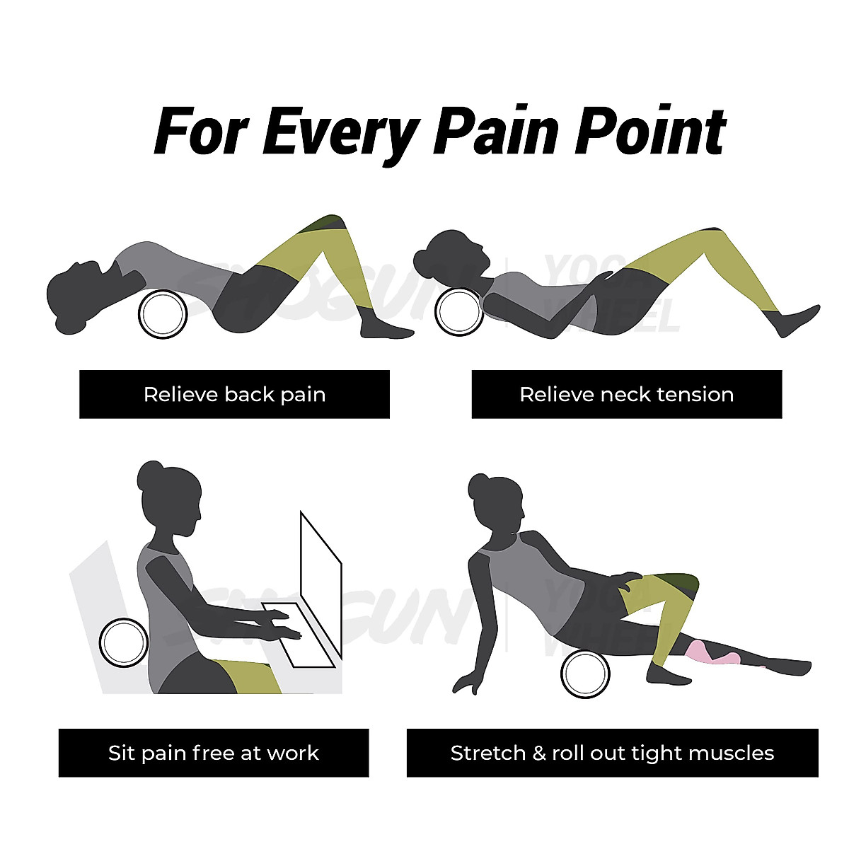 Shogun Yoga Wheel Roller for Back Pain Relief - Back Roller Wheel Stretching Device for Back Pain Relief - Back Cracking Wheel Perfect for Spine Stretching, Improved Flexibility & Mobility