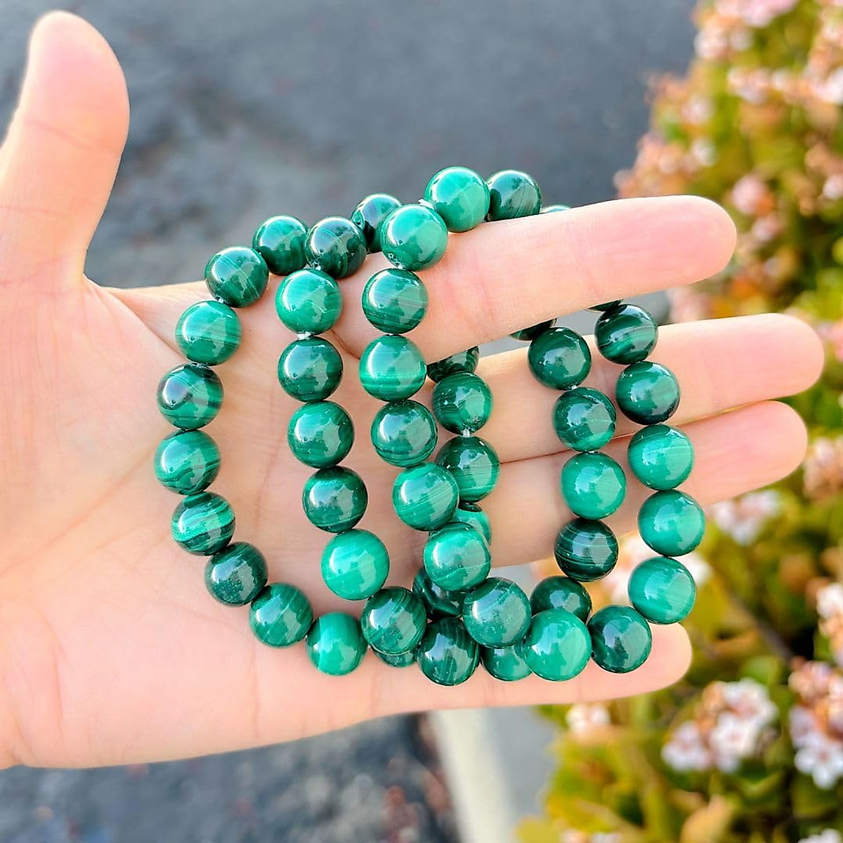 Adabele Real Natural Green Malachite Gemstone Beaded Bracelet 7.5 inch Stretch Chakra Healing Crystal Stone Women Mom Gift (Unisex) GB10-B11