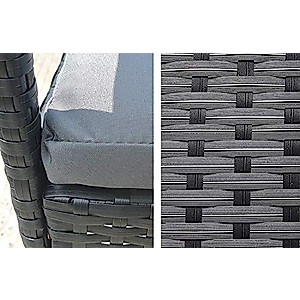 StellaHome Rattan Patio Outdoor Furniture Sets 4 Pieces Wicker Chairs Loveseats with Extra Cushion Covers for Replacement (Black Wicker/Grey&Beige Cushions)