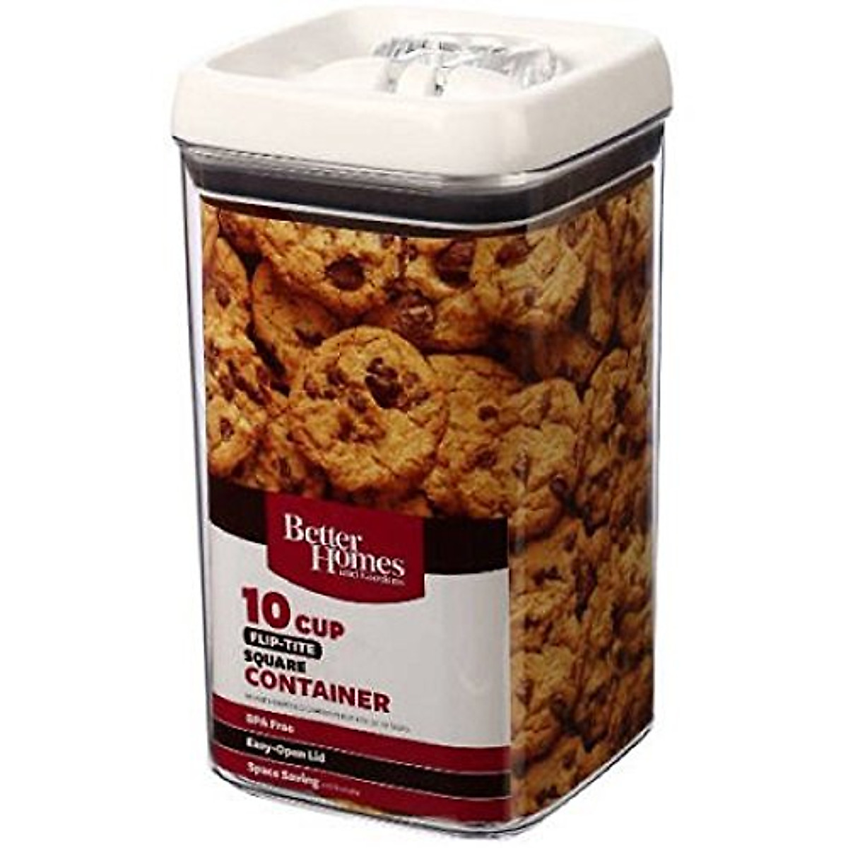 Better Homes and Gardens Flip-Tite 10 Cup Square Container, Easy-open lid
