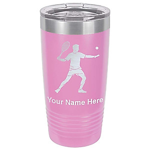 LaserGram 20oz Vacuum Insulated Tumbler Mug, Tennis Player Man, Personalized Engraving Included (Light Purple)