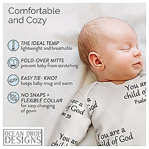 Ocean Drop Designs Baby Gowns 2 Packs (0-6 M) - 100% Cotton Newborn Coming Home From Hospital Outfit, Knotted Gown Baby Newborn, Nightgown, Hospital Outfit, Newborn Outfit for Boys & Girls