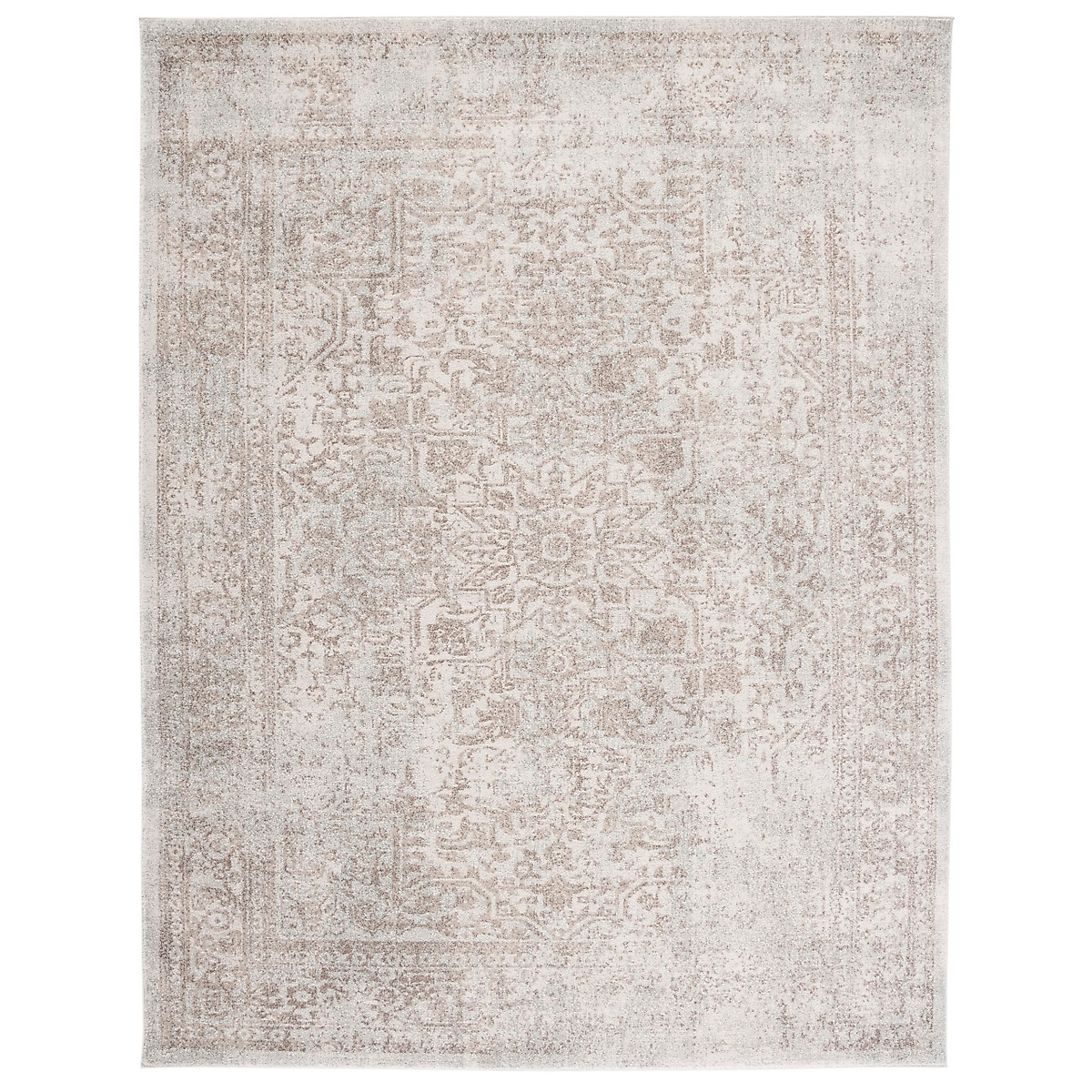 SAFAVIEH Evoke Collection Area Rug - 8' x 10', Ivory & Taupe, Oriental Distressed Design, Non-Shedding & Easy Care, Ideal for High Traffic Areas in Living Room, Bedroom (EVK256E)