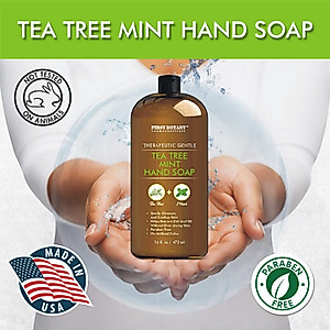 First Botany Tea Tree Mint Hand Soap - Liquid Hand Soap with Peppermint, Jojoba & Coconut Oil Multipurpose Liquid Soap Natural Bathroom Soap & Liquid hand wash - 16 oz