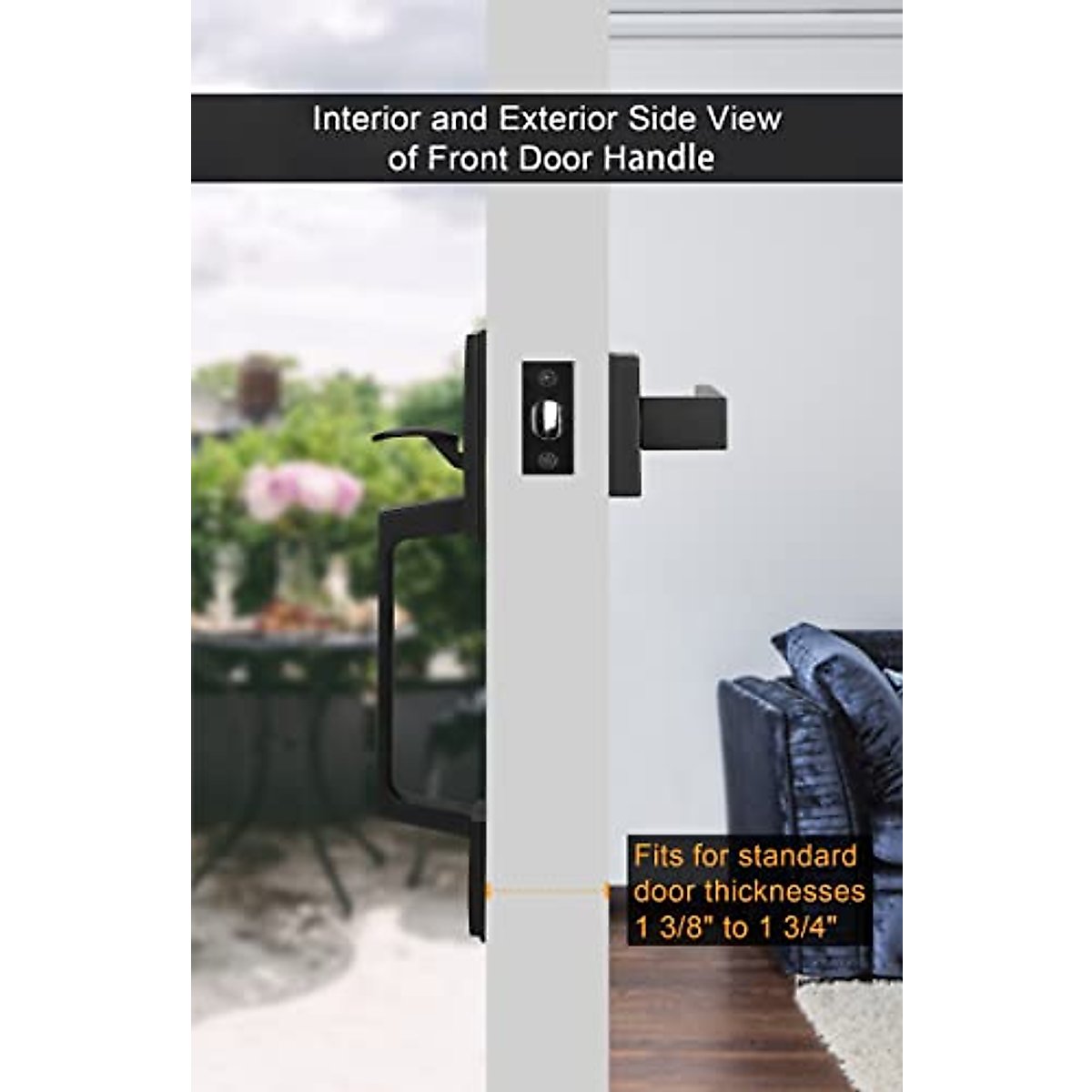 goldenwarm Black Front Door Handle, Entry Door Handle and Reversible Handle Lever, Modern Front Door Handle Only, Matte Black Front Door Entry Handleset, Entry Way Door Handle