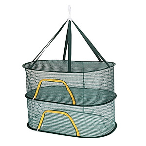 PATIKIL Folded Mesh Clothes Hanging Dryer, Double Layer Sweater Drying Rack, 70cmx50cm, Green