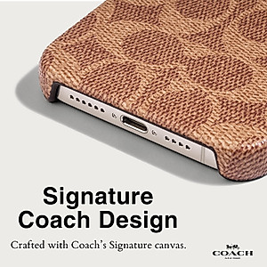 Coach Signature Canvas Slim Wrap iPhone 15 Plus Case, Compatible with Wireless Charging - Signature Tan