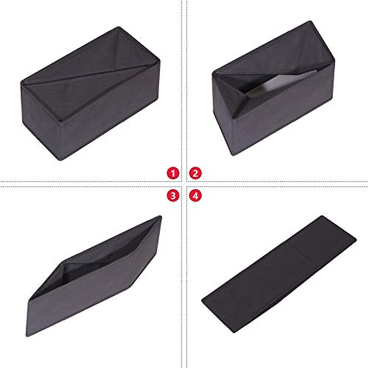 DIOMMELL 6 Pack Foldable Cloth Storage Box Closet Dresser Drawer Organizer Fabric Baskets Bins Containers Divider for Clothes Underwear Socks Lingerie Clothing, Dark Grey 00-0600