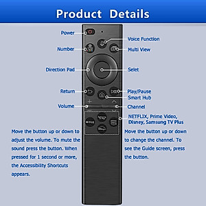 Amtone Replacement BN59-01385A Voice Control Enabled Remote Control for Samsung Smart TVs Compatible with Neo QLED, The Frame and Crystal UHD Series