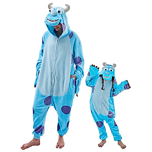 GONAAP Unisex Adult Sullivan Onesie Pajamas Animal One Piece Costume Cosplay Sleepwear (Sullivan, Small)