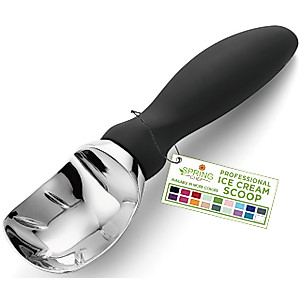 Spring Chef Ice Cream Scoop with Comfortable Handle, Black