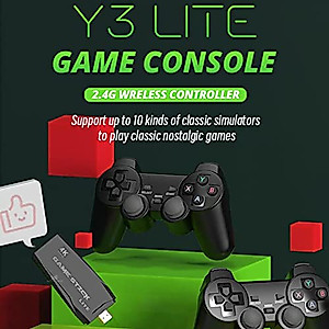 64G Plug and Play Game Console, 64-bit Retro Wireless Video Game Consoles 4K HD Mini TV Game Stick Built-In 10000 Classic Games Support PS1 GB GBA GBC MD CPS FC SFC ATARI Etc 9 Simulators