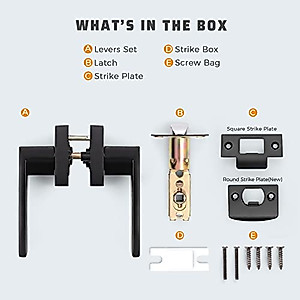 KNOBWELL Matte Black Heavy Duty Interior Door Handle Closet Door Handles, Classic Passage Door Lever Hall and Closet Door Handle, Left or Right Handing Levers 2.07 lb One Lever