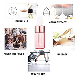 USRommaner 35 Pack,3ml Pink Sample Dropper Vial,Empty Glass Eye Dropper Bottle With Rose-Gold Cap,Liquid Mini Glass Pipette Travel Essential Oil Perfume Container-Pipette,Funnel,included