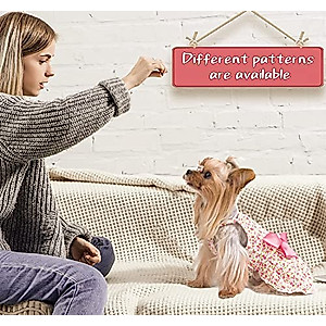 MSNFOASM 4pcs-New Spring Summer Puppy Dog Dress,Cute Colored Sun Flower Dog Bow Skirt for Small Girl Dogs(Floral,M)