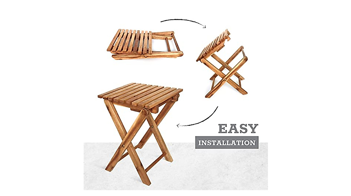 LITADA Acacia Small Patio Tables Set - Easy Assembly