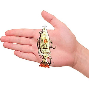 UFISH, 3.5" Robotic Swimming Fishing Lure - Self Swimming Electronic Fishing Lures - USB Rechargeable Lure for Freshwater & Saltwater - Best Fishing Bait for Bass Pike Musky (Sunshine-Bass)