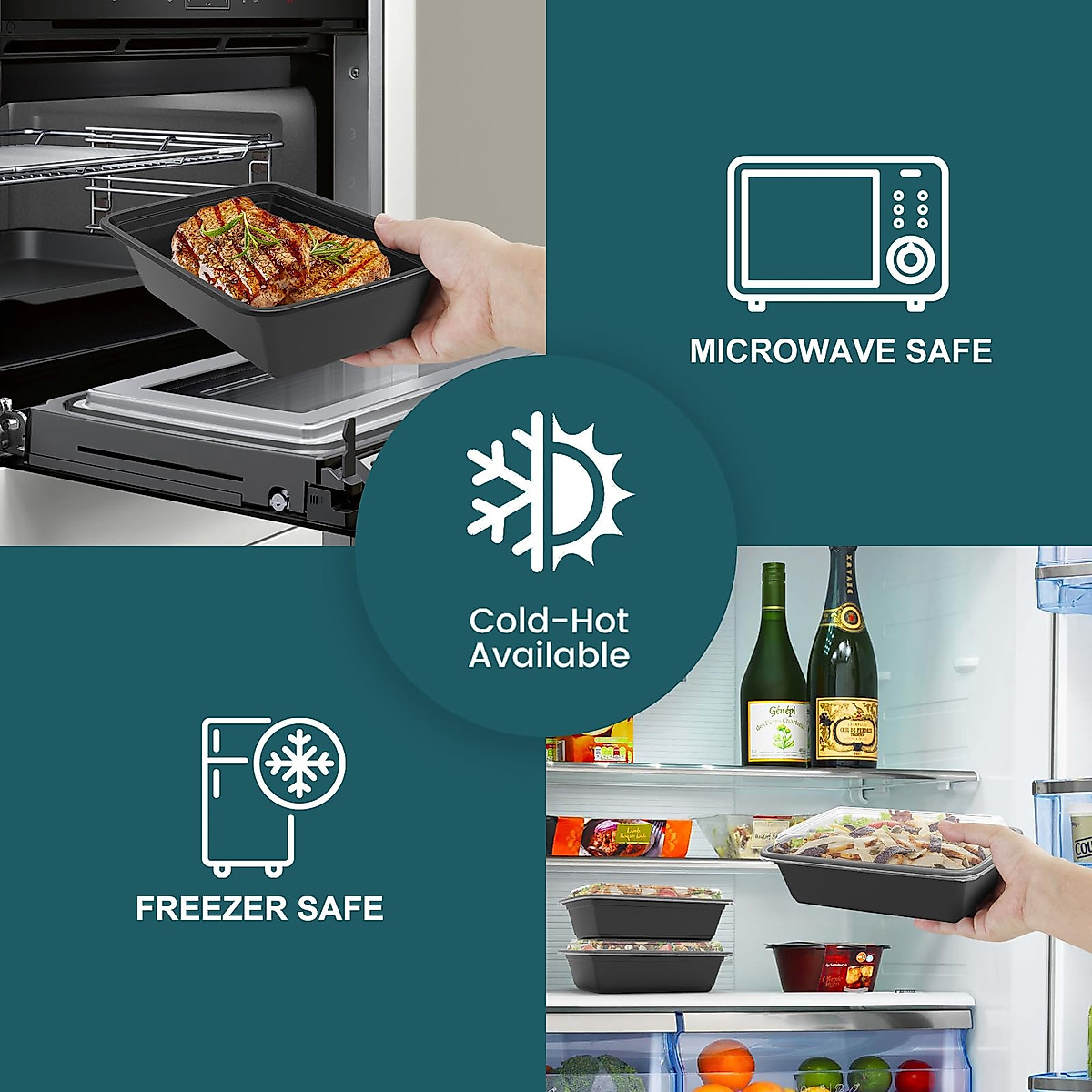 WGCC Meal Prep Containers - 50Pack 28OZ Food Containers With Lids, Disposable To Go, Stackable, Leakproof & Food Safe, Microwave, Freezer, Dishwasher Safe