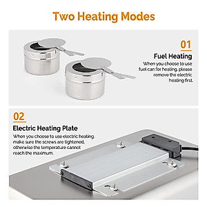 ROVSUN 9 QT 3 Packs Stainless Steel Chafing Dish Buffet Set with Electric & Fuel Heating, NSF Roll Top Catering Chafer Server with Full Size & 2 Detachable Food Pans, Glass Lid for Party Banquet