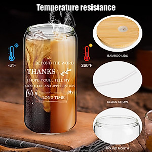 Topphopy 16 Sets Employee Appreciation Gifts Christmas Thank You Gifts for Staff Coworker 16 oz Can Shaped Beer Glass with Lids Straws Brushes Gift Boxes Team Drinking Glass Cups (16oz, gratitude)