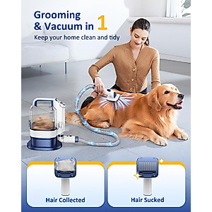 Dog Grooming Vacuum Kit, 3.2L Dust Cup Pet Grooming Vacuum for Dogs Cats with Cordless Clipper, 12000pa 6 Pet Grooming Tools Dog Brush Vacuum for Shedding Home Cleaning, Low Noise Dog Cat Hair Remover