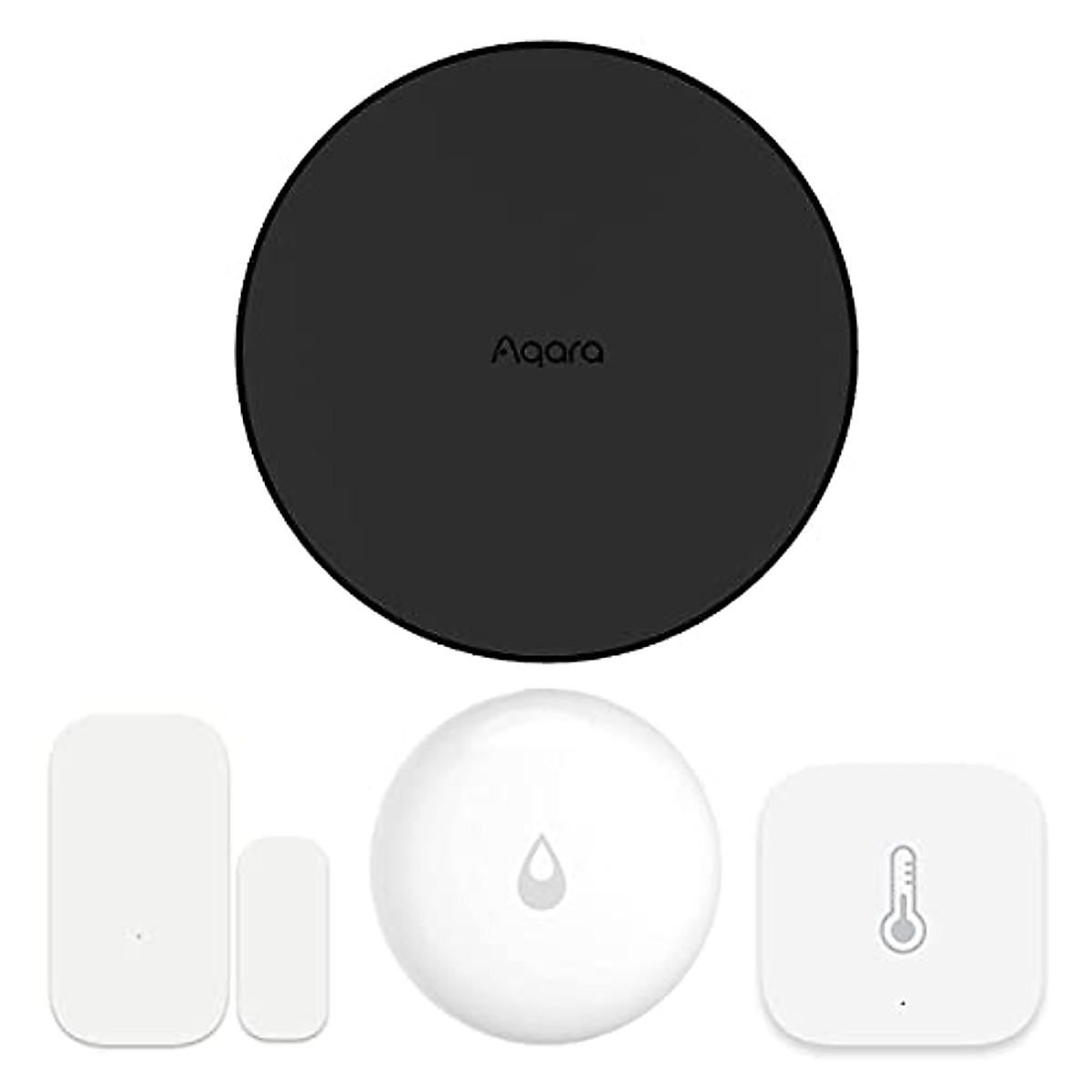 Aqara Smart Hub M2 Plus Aqara Temperature and Humidity Sensor, Door and Window Sensor and Water Leak Sensor, Zigbee Connection, For Remote Monitoring and Smart Home Automation