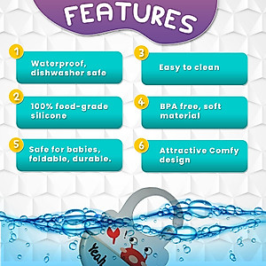 NUGEMS Silicone Baby Bibs for Babies & Toddlers (6-72 months) Silicone Bibs for Boy, Girls, Baby Gifts, Baby Shower Gifts 2 Pack (Blue and Gray)