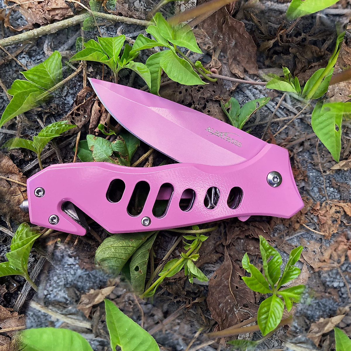 ALBATROSS Multifunction Stainless Steel Folding Pocket Knife, Spring Assisted Open, 4.5" Handle, 3" Blade, 7.5" Overall (Pink)