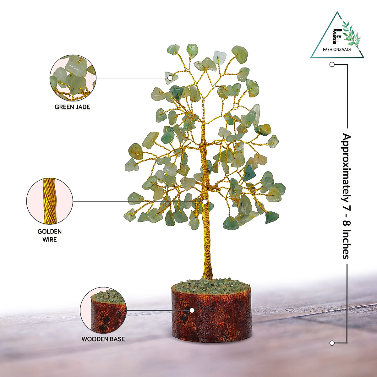 FASHIONZAADI Tree of Life Decor - Green Jade Crystal - Crystal Trees - Crystal Tree of Life - Bonsai Money Tree - Spiritual Gift - Easter Tree - Green Crystals - Chakras Stones - Home Decor