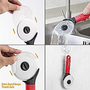 Luxear Pizza Cutter Wheel Professional Pizza Slicer Large with Removable Stainless Steel Blade Silicone Handle Anti-Slip with Ergonomic Design and Protective Cover Washable Easily, 20 cm (8"), Red