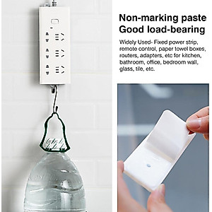 Htppzjr Wall-Mounted Sticker Punch-Free Plug Power Strip Holder Fixator Traceless Fixer Self-Adhesive Fixer Organizer Socket Home, 5Pcs, White