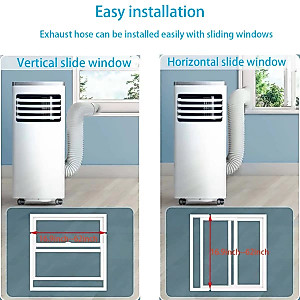 Coolaihan Portable Air Conditioner Window Vent Kit with 5.9” Exhaust Hose Universal Window Seal for AC Unit, AC Window Kit with Coupler for Sliding Horizontal or Vertical Windows