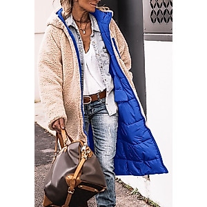 PRETTYGARDEN Womens 2025 Winter Puffer Jackets Long Sleeve Zip Up Sherpa Fleece Coats Outerwear (Royal Blue,Large)